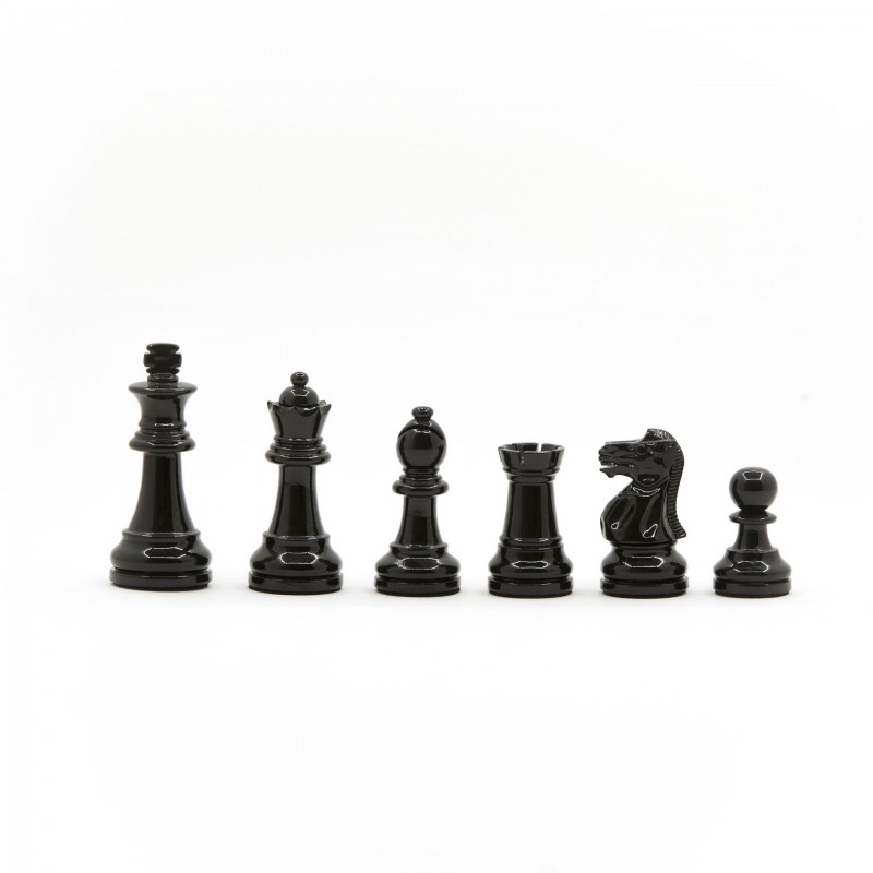 Schachfiguren Staunton aus glänzend lackiertem Holz schwarz und weiss
