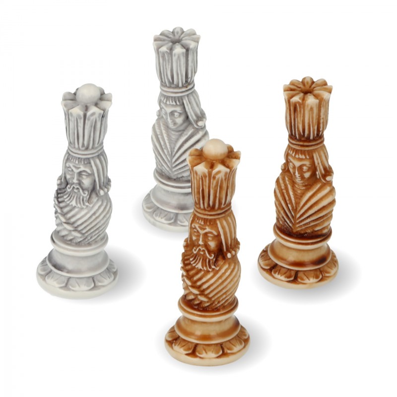 Schachfiguren Jugendstil "Art Nouveau" aus Alabaster und Kunstharz ...