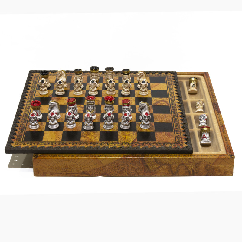 Komplettes Schachset mit Schachfiguren "DAS POKERSPIEL" Handbemalt und ...
